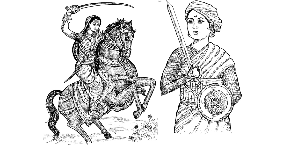 Jhansi Rani Lakshmi Bai Sketch Coloring Page